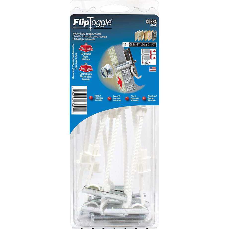 Cobra Anchors FlipToggle 420R Flip Toggle Bolt, 3/16-24 i...