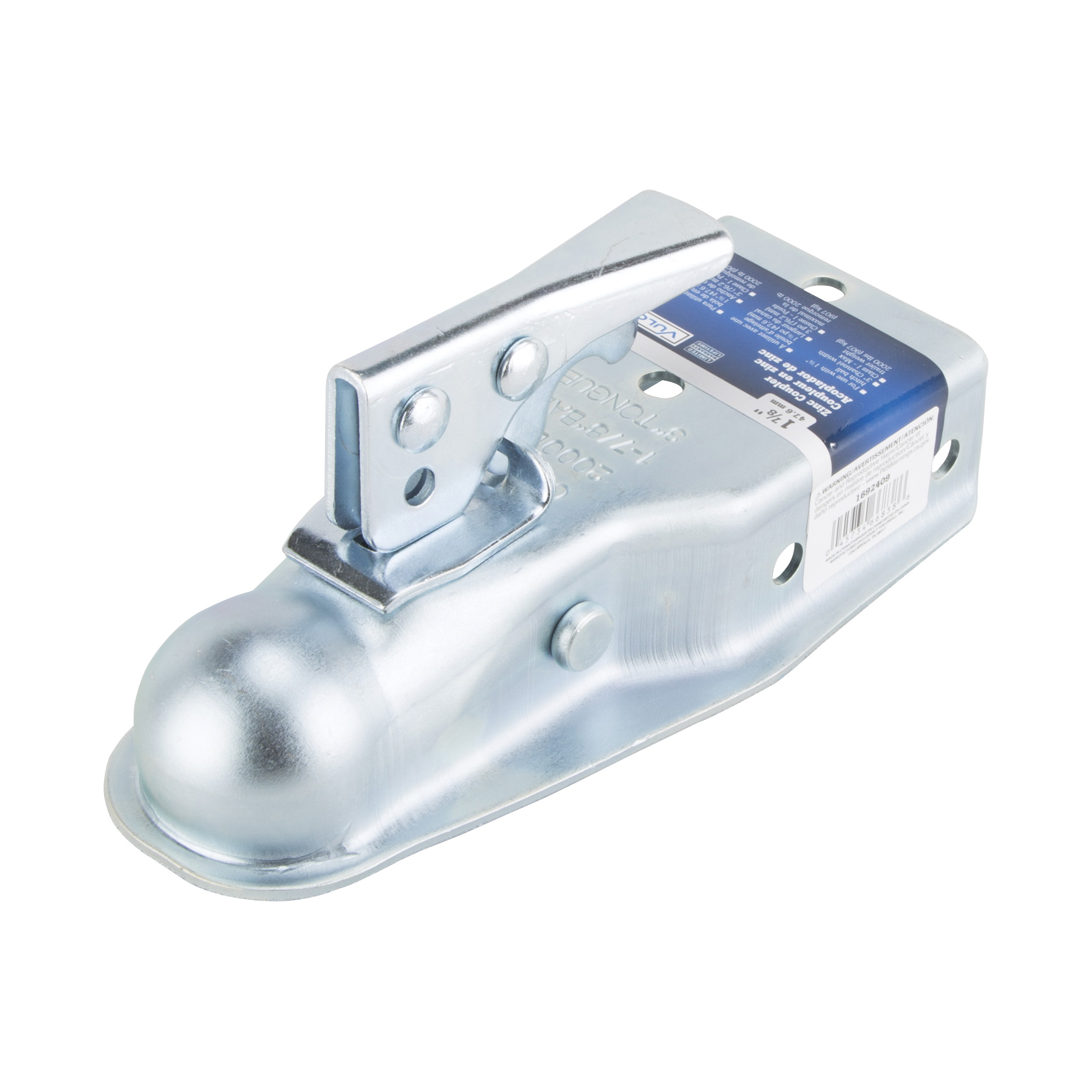 Fas-Lok 74338 Trailer Coupler, 2000 lb, 1-7/8 in Ball, Zinc