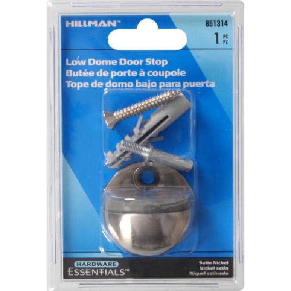 Hardware Essentials 851314 Door Stop, 3/4 in Dia Base, Satin Nickel