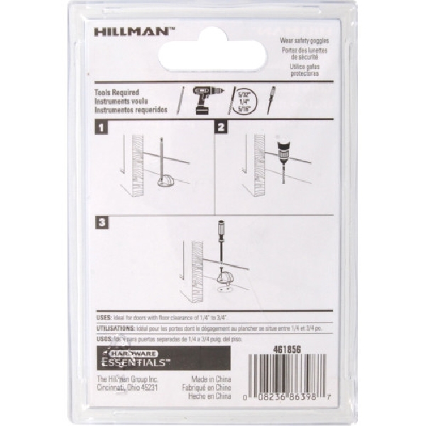 Hardware Essentials 851314 Door Stop, 3/4 in Dia Base, Satin Nickel