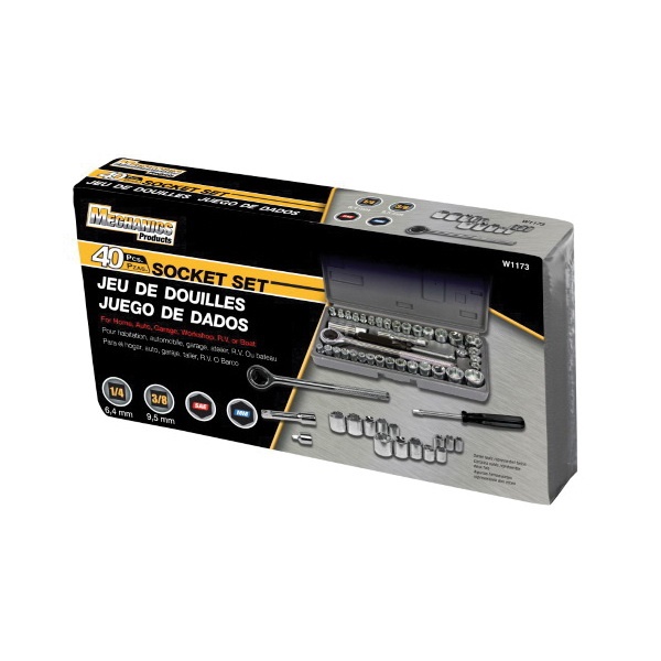 Performance Tool W1173 Series Socket Set, Specifications: 1/4, 3/8 in Drive