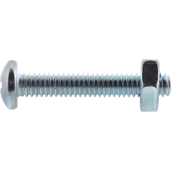 Stove Bolt & Nut, Zinc-Plated, Phillips-Drive, Pan-Head,