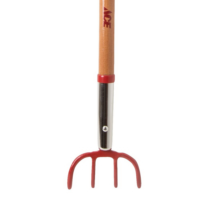 Garden Cultivator, Ace, 5 in W, 57-1/4 in L, 4 -Tine, Woo...