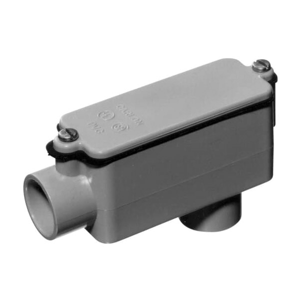Carlon E986F Conduit Body, 1 in Hub, 5-9/32 in OAL, PVC, Gray, Includes ...