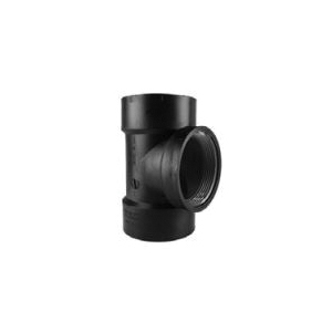Charlotte Pipe ABS004450800HA Flush Cleanout Pipe Tee, 2 in, FPT x Hub, ABS, Black, SCH 40 Schedule