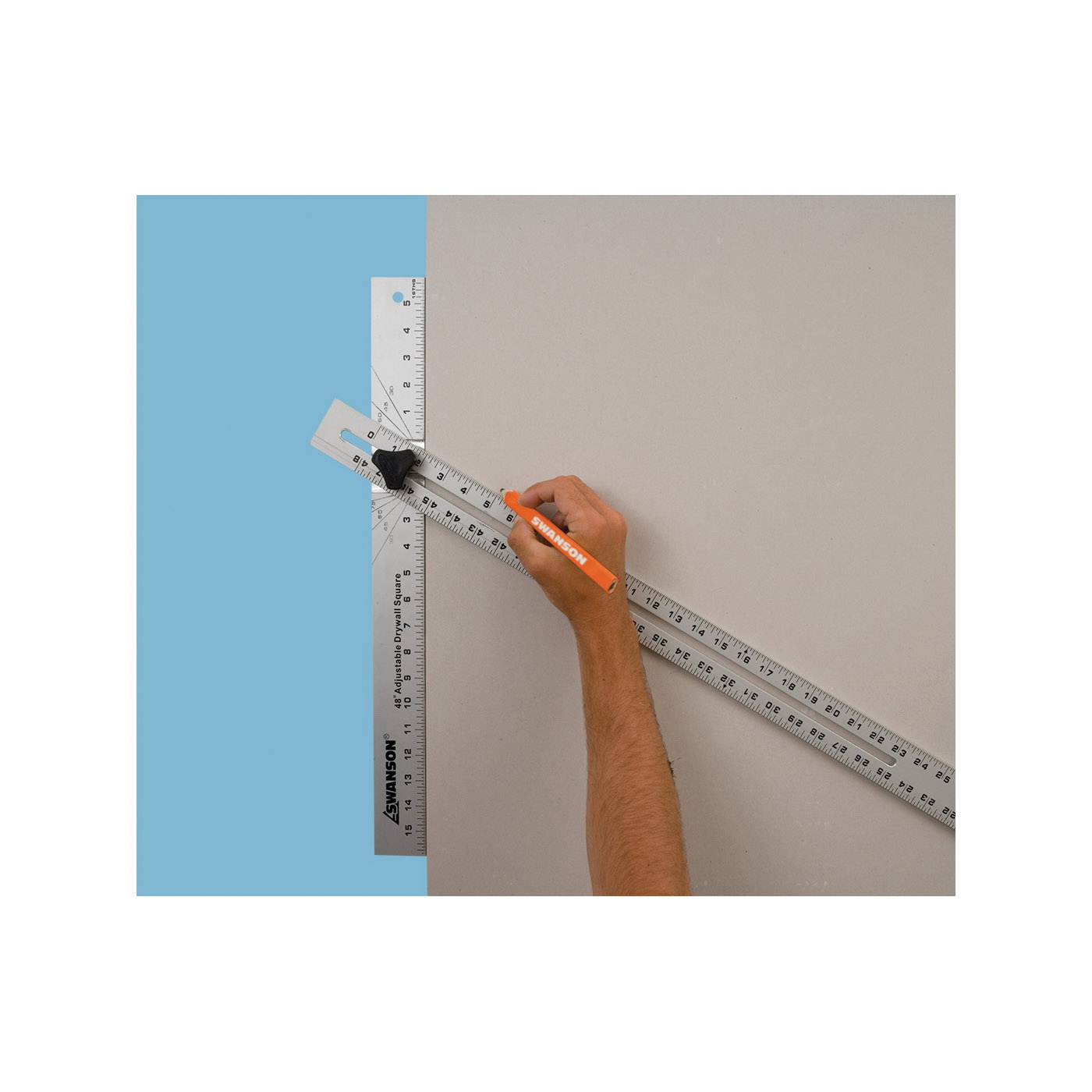 AD124 Drywall Square, 48 in L, 1/4 in Thick, 1/8