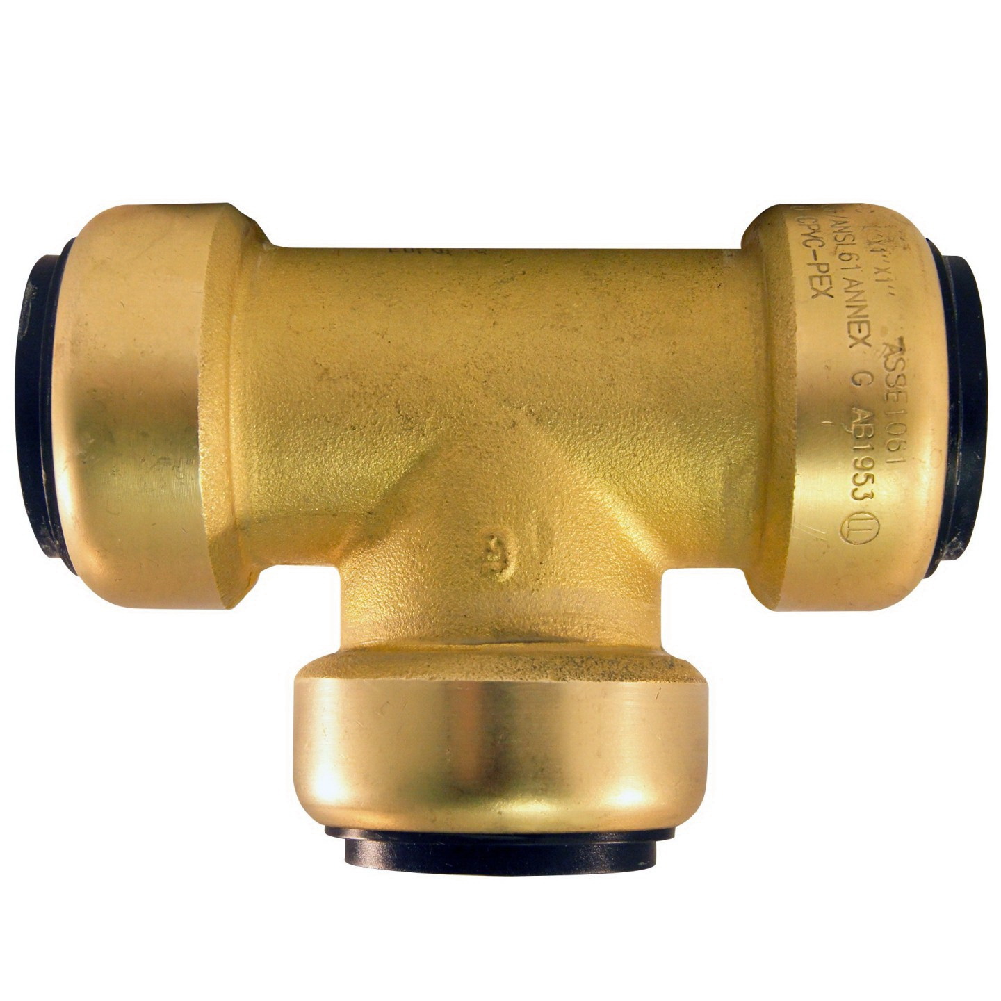 Reducing Pipe Tee, 1 x 1 x 3/4 in, Push-to-Connect, Brass...