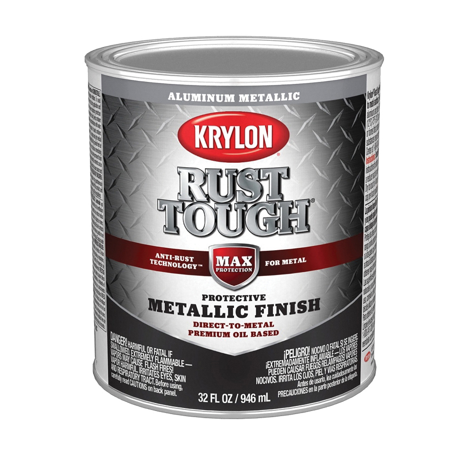 Krylon Rust Tough K09717008 Metallic Paint, Metallic Aluminum, 1 qt