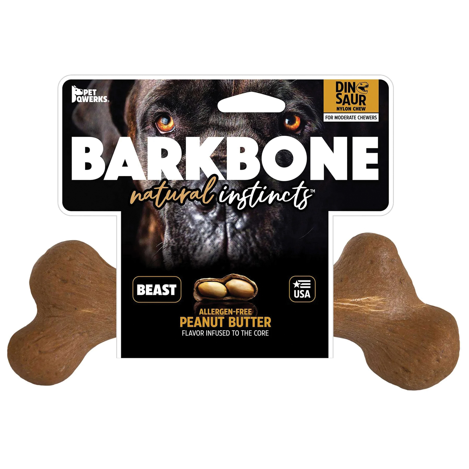 BarkBone 36034 Dog Toy, Beast, Peanut Butter, Chew