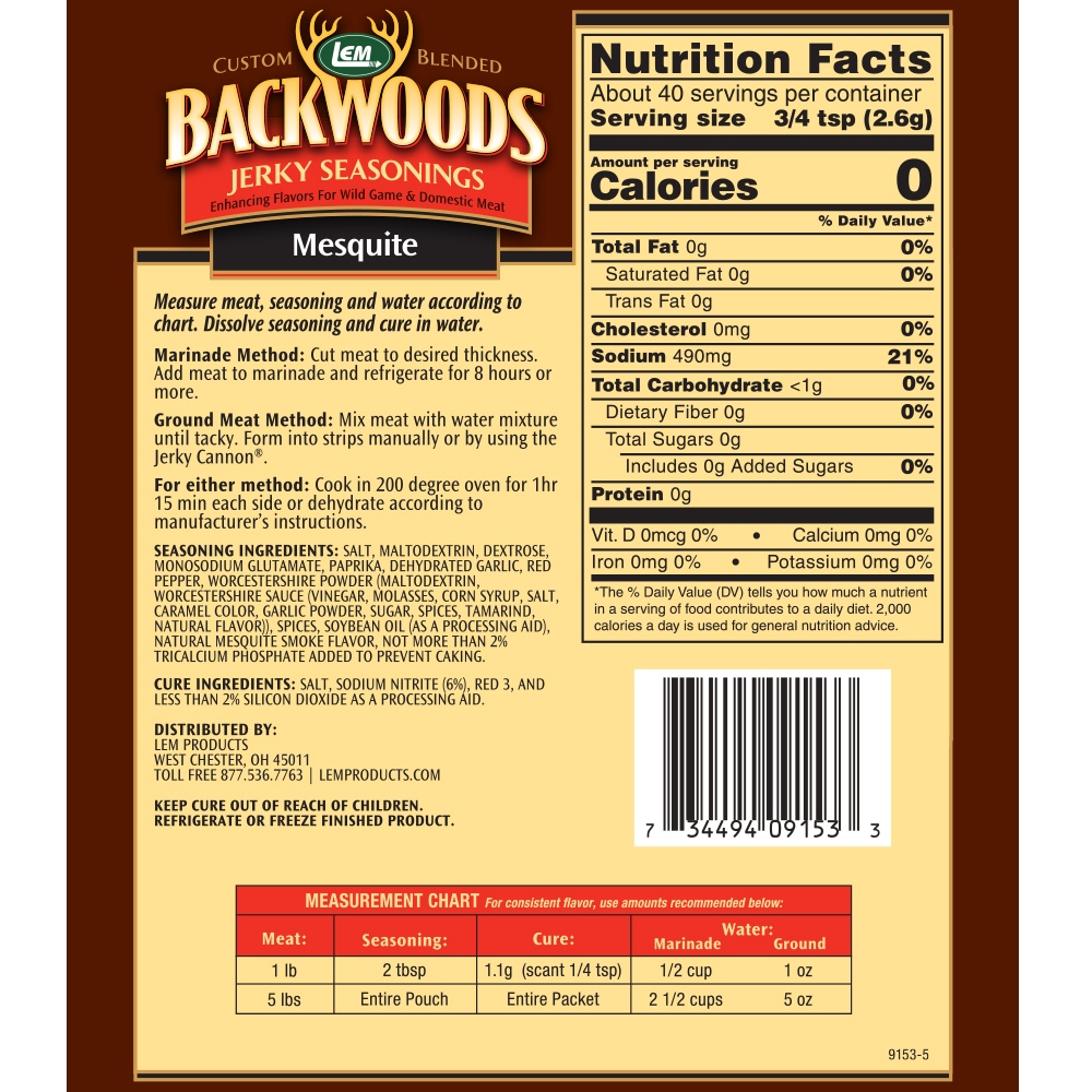 LEM Backwoods 9153 Mesquite Jerky Seasoning, 3.65 oz