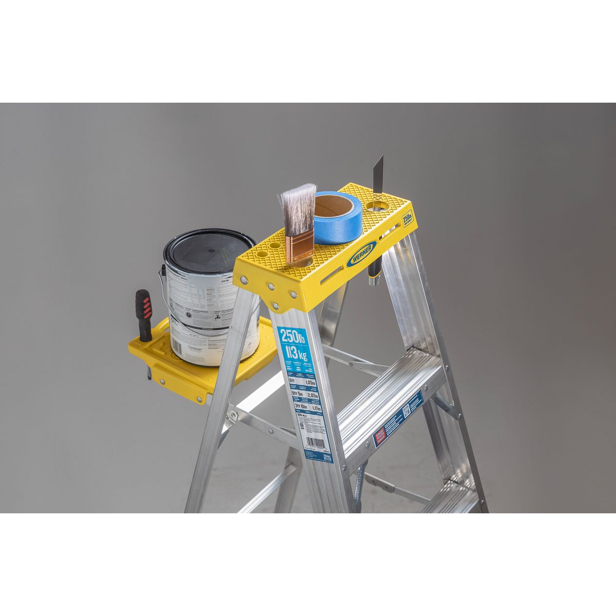 Aluminum Step Ladder, Werner, 8 ft, 7-Step, Type I 250 lb...