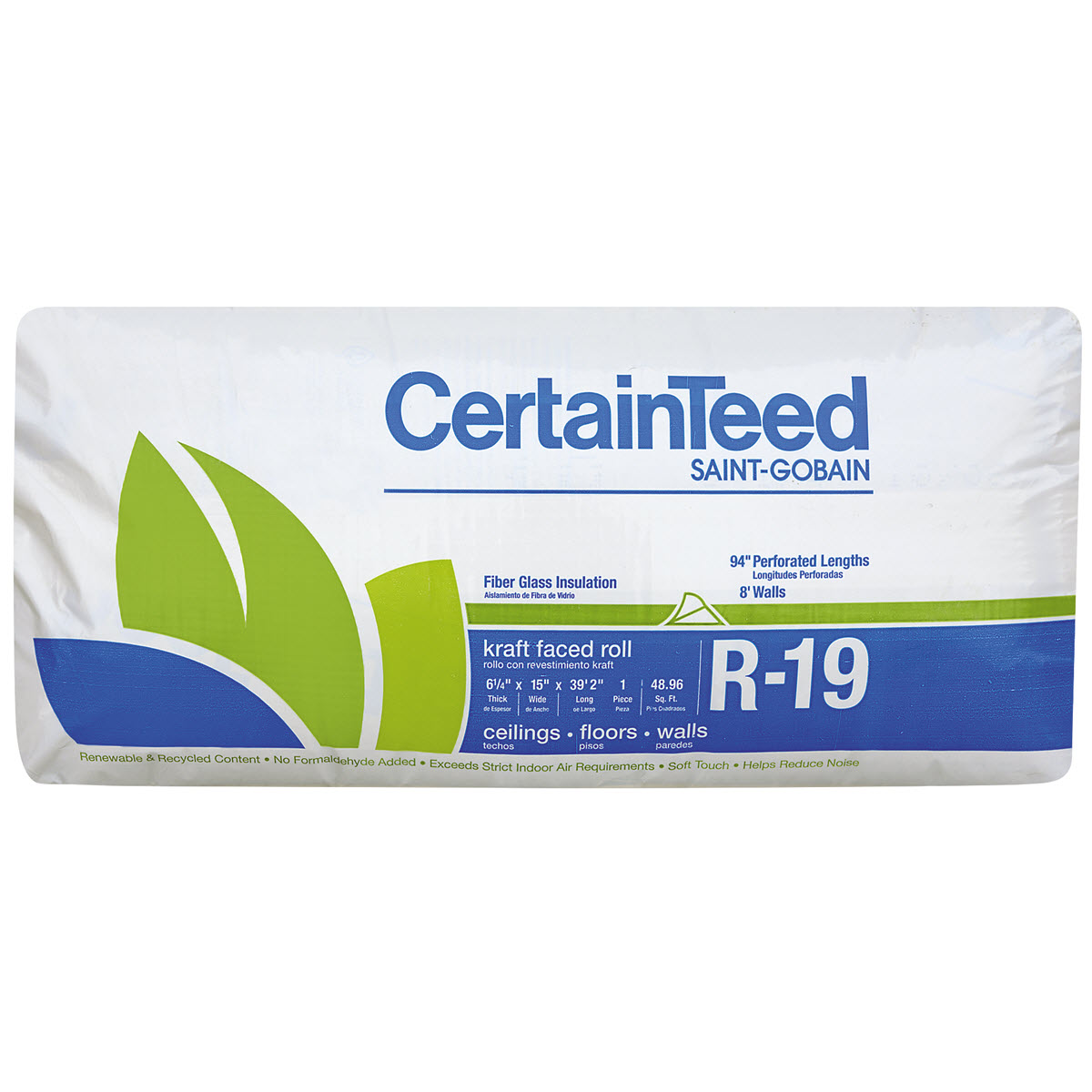 R-19 15 in CertainTeed Kraft Faced Fiberglass Insulation ...