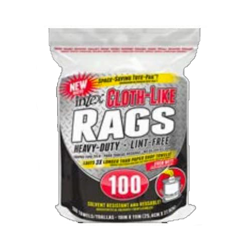 Intex Supply Cloth-Like Rag 100-Pack, Fiber/Polymer, Whit...
