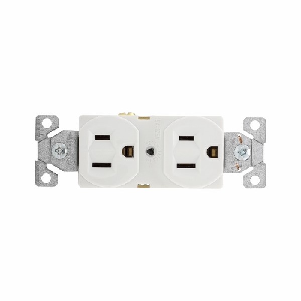 TR1107W Duplex Receptacle, PVC, White, 2-Pole, 15