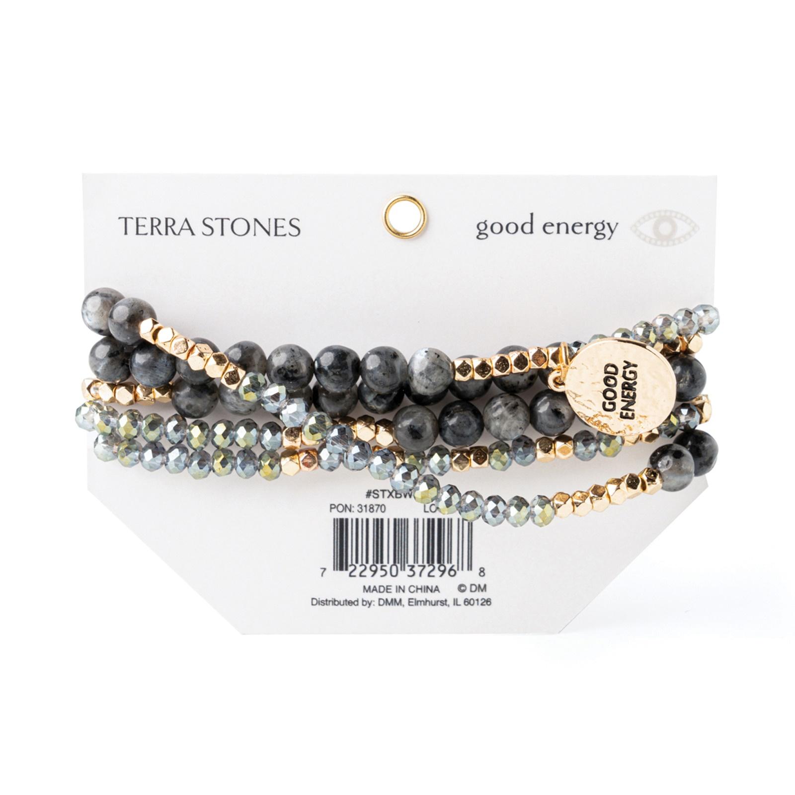 Terra Stone Wrap Bracelet and Necklace, Silver, Black Lab...