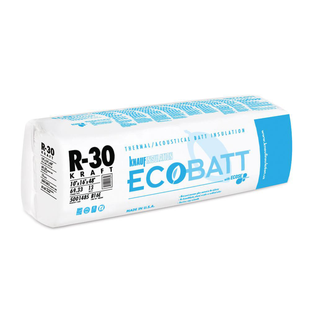 R-30 EcoBatt® Kraft Faced Fiberglass Insulation, Batt, 48...
